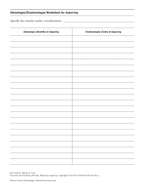 Fillable Online Advantages/Disadvantages Worksheet for Acquiring Fax ...