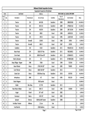 Fillable Online mwcis Equipment Inspection worksheet.xlsx Fax Email ...