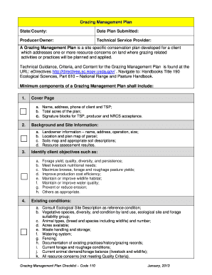 Fillable Online nrcs usda 110 Grazing Management Plan Checklist ...