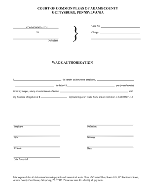 Fillable Online Wage Authorization - Adams County Fax Email Print ...