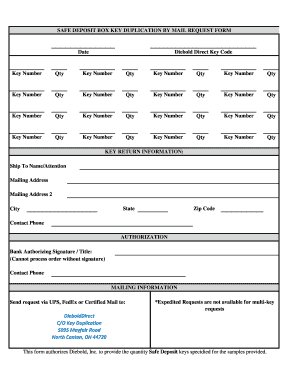 Fillable Online Key Duplication by Mail Request Form DD.xlsx Fax Email ...