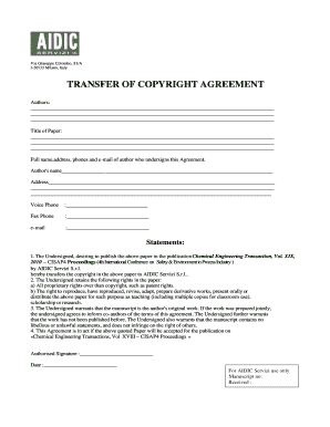Fillable Online aidic transfer of copyright agreement - aidic Fax Email ...