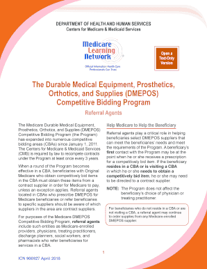 Fillable Online cms (DMEPOS) Competitive Bidding Program: Referral ...