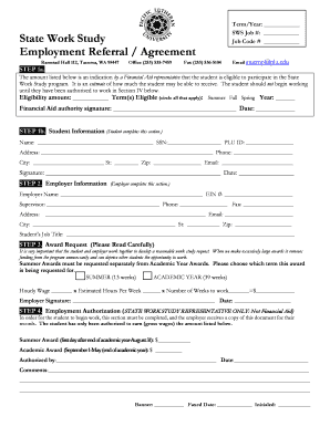 Fillable Online plu State Work Study Fax Email Print - pdfFiller