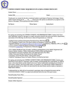 Fillable Online UNIFIED CONSENT FORM / REQUIRED STATE & NJSIAA FORMS ...