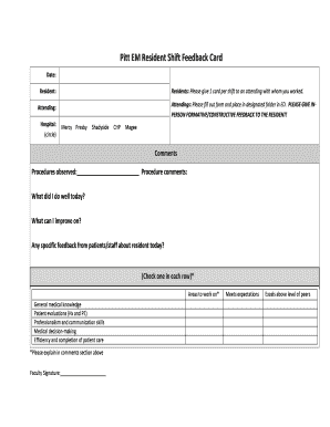 Fillable Online OHSU EM Residency End-Of-Shift Evaluation Card Fax ...