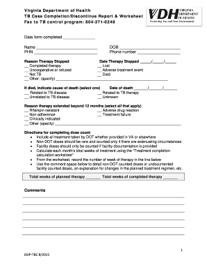 Fillable Online vdh virginia TB Treatment Completion form final rev 8 ...
