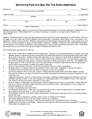 Fillable Online Swimming Pool and Spa/Hot Tub Rules Addendum Fax Email ...