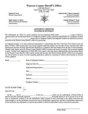Fillable Online sheriff co warren ny Warren County Sheriff s Office Fax ...