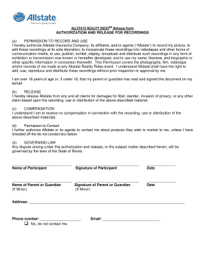 Fillable Online bpsd ALLSTATE REALITY RIDESSM Release Form - bpsd Fax ...