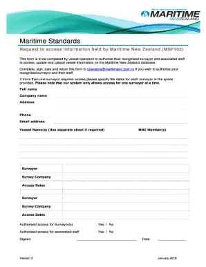 Fillable Online maritimenz govt Request to access vessel information ...
