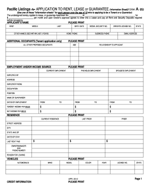 Fillable Online APPLICATION TO RENT OR LEASE (Information Sheet) Fax ...