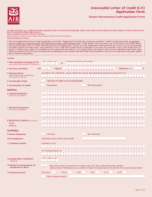 Fillable Online Irrevocable Letter of Credit (L/C) Fax Email Print ...