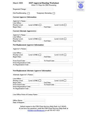 Fillable Online corporateservices noaa BOP Approval Routing Worksheet ...
