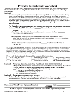 Fillable Online Provider Fee Schedule Worksheet Fax Email Print - pdfFiller