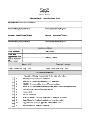 Fillable Online facaffairs med wayne Voluntary Faculty Promotion Cover ...