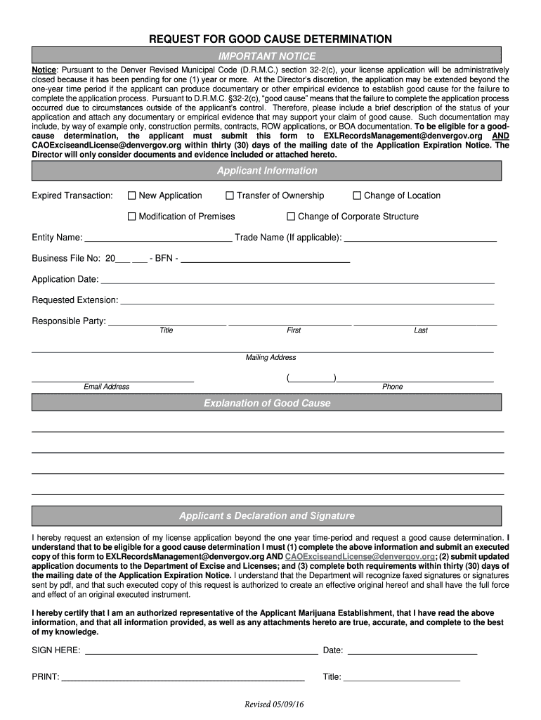 Fillable Online denvergov REQUEST FOR GOOD CAUSE DETERMINATION Fax ...