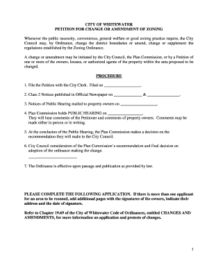 Fillable Online PETITION FOR CHANGE OR AMENDMENT OF ZONING Fax Email ...