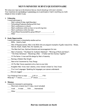 Fillable Online MEN's Min Survey.doc Fax Email Print - pdfFiller