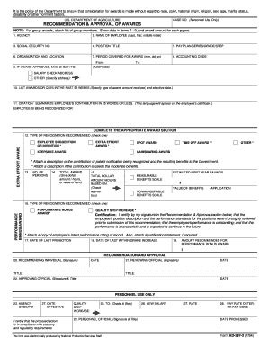 Fillable Online nrcs usda RECOMMENDATION & APPROVAL OF AWARDS Fax Email ...