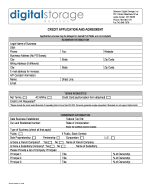 Fillable Online DDSI credit application.doc Fax Email Print - pdfFiller