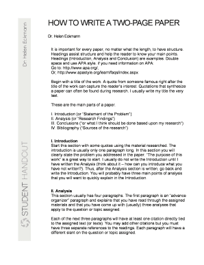 Fillable Online HOW TO WRITE A TWO-PAGE PAPER Fax Email Print - pdfFiller