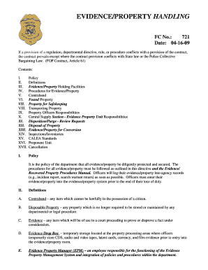 Fillable Online EVIDENCE/PROPERTY HANDLING Fax Email Print - pdfFiller