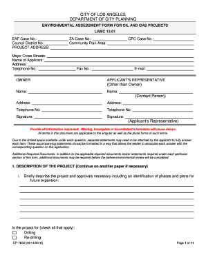 Fillable Online ENVIRONMENTAL ASSESSMENT FORM FOR OIL AND GAS PROJECTS ...