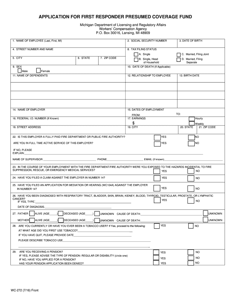 Fillable Online First Responder Presumed Coverage Application ...