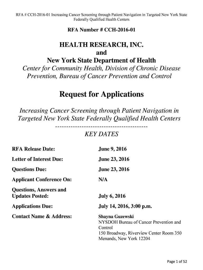 Fillable Online RFA for Patient Navigation in FQHCS Fax Email Print ...