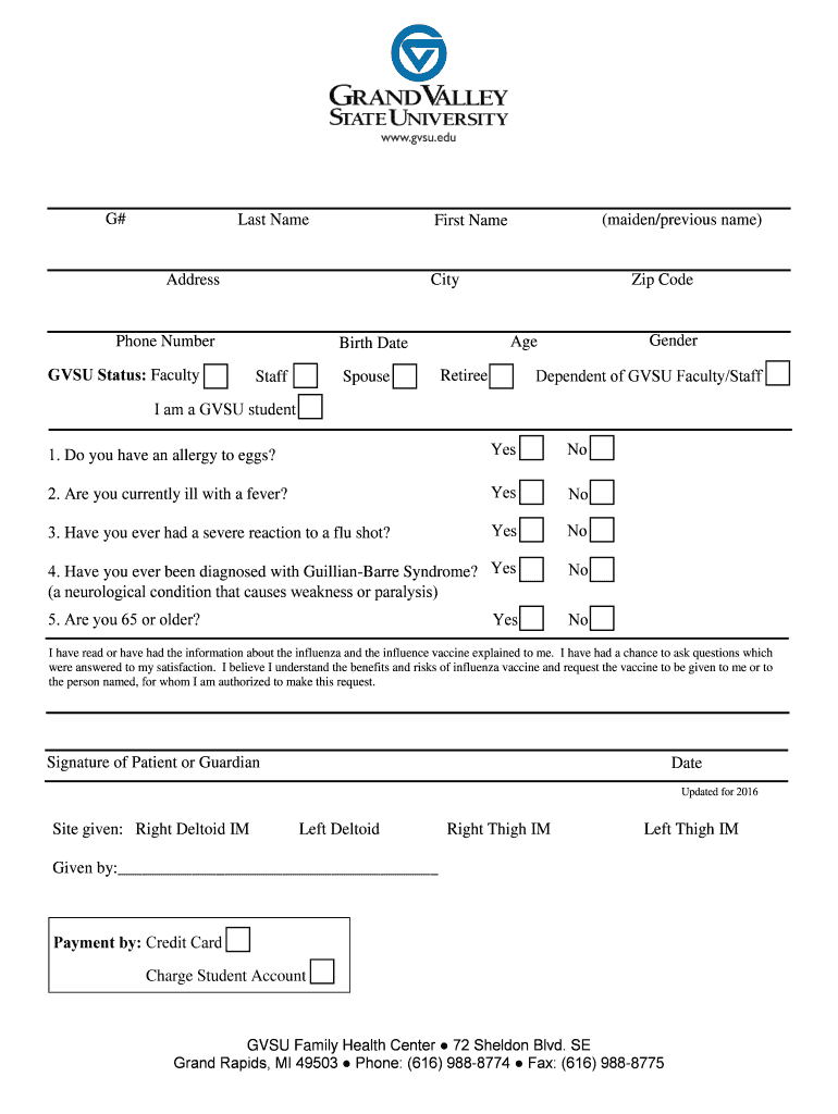 Fillable Online gvsu GVSU Status: Faculty Fax Email Print - pdfFiller