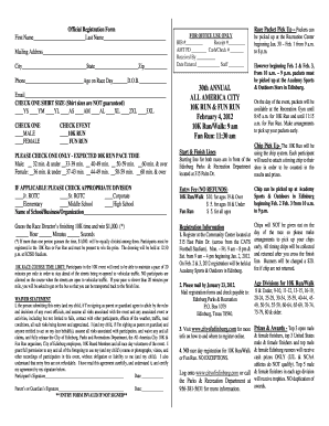 Fillable Online Race Packet Pick Up Packets can Fax Email Print - pdfFiller