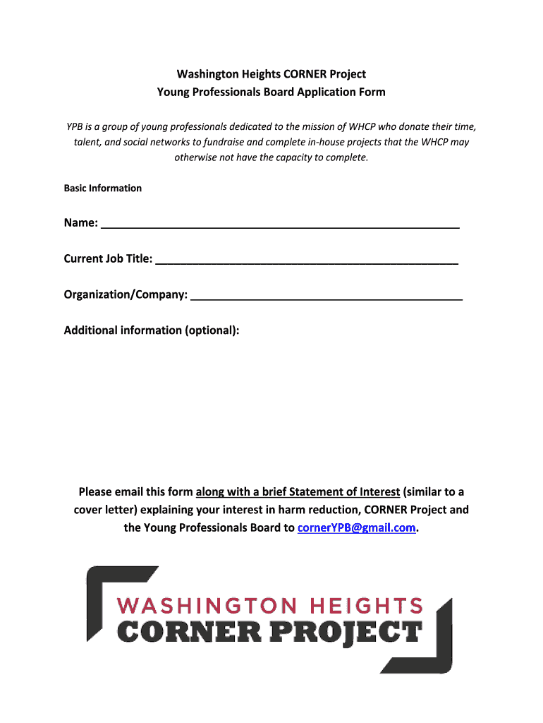 Fillable Online cornerproject Washington Heights CORNER Project Young Professionals Board ...