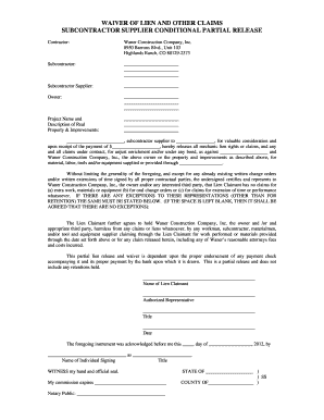 Fillable Online Waiver of Lien and Other Claims Fax Email Print - pdfFiller