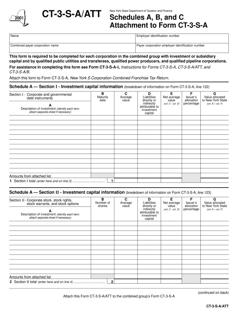 Fillable Online tax ny Form CT-3-S-A/ATT Fax Email Print - pdfFiller