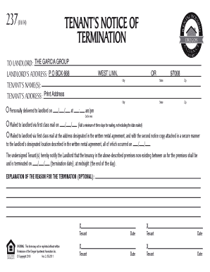 Fillable Online TENANT S NOTICE OF Fax Email Print - pdfFiller