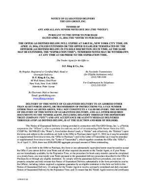 Fillable Online Notice of Guaranteed Delivery - DF King & Co., Inc. Fax ...