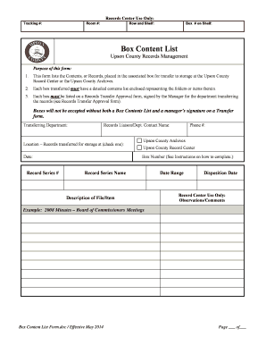 Fillable Online upsoncountyga Box Contents Form - upsoncountyga Fax ...