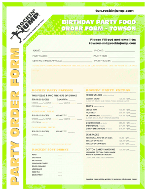 Fillable Online BIRTHDAY PARTY FOOD Fax Email Print - pdfFiller