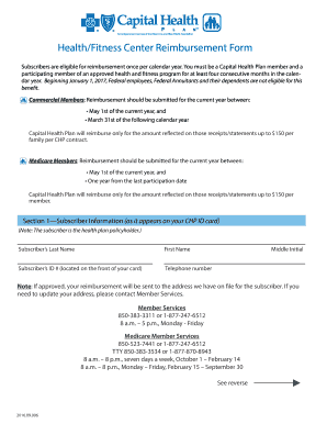 Fillable Online Health/Fitness Center Reimbursement Form Fax Email Print - pdfFiller