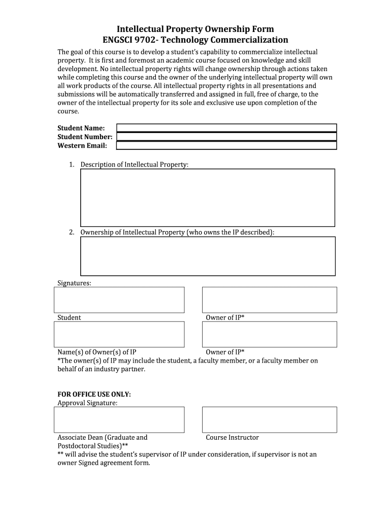 Fillable Online Intellectual Property Ownership Form ENGSCI 9702 ...