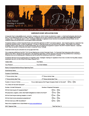 Fillable Online ishlt CORPORATE EVENT APPLICATION FORM Fax Email Print ...