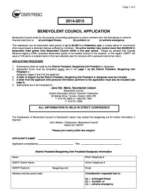 Fillable Online d24 osstf BENEVOLENT COUNCIL APPLICATION 2014-2015 ...