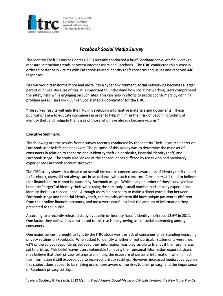 Fillable Online Facebook Social Media Survey Fax Email Print - pdfFiller