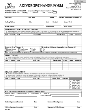 Fillable Online Add-Drop-Change Form Fax Email Print - pdfFiller
