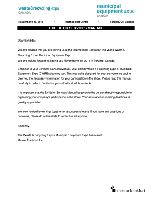 Fillable Online EXHIBITOR SERVICES MANUAL - canadian-waste-recycling Fax Email Print - pdfFiller