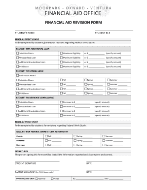 Fillable Online vcccd FINANCIAL AID REVISION FORM - vcccd.edu Fax Email ...