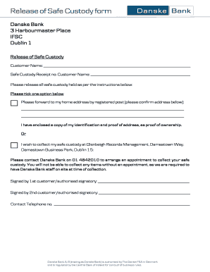 Fillable Online Release of Safe Custody form - danskebank.ie Fax Email ...