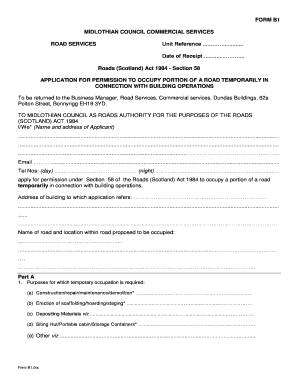 Fillable Online FORM B1 MIDLOTHIAN COUNCIL COMMERCIAL SERVICES Fax ...