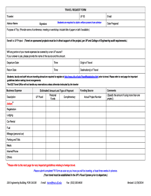 Fillable Online TRAVEL REQUEST FORM - ECE Florida Fax Email Print ...